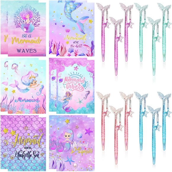 Teling store | Other | 24 Pcs Stylish Mermaid Pen And Notepad 5 2 Cute ...